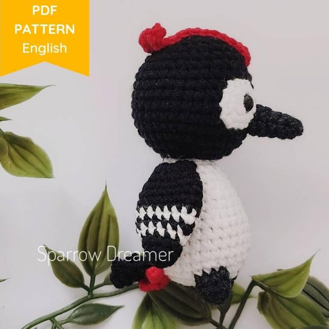 Crochet Woodpecker Amigurumi Pattern: Mini Forest Animal (PDF Tutorial ...