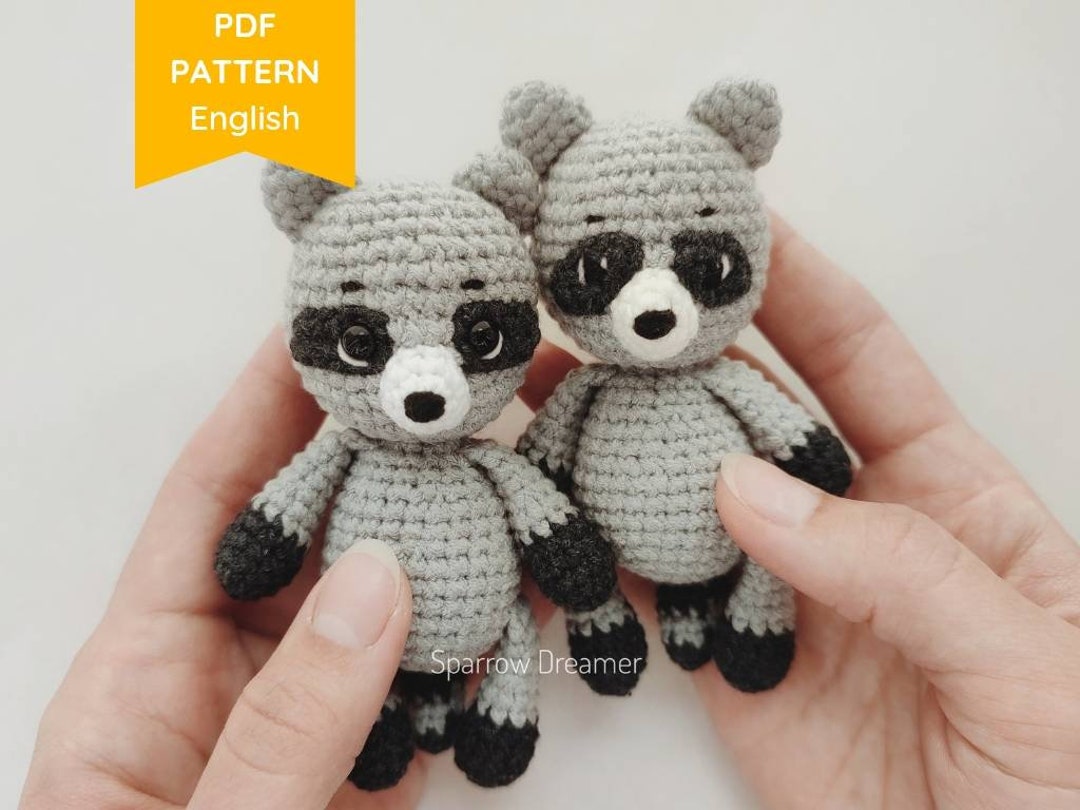 Crochet PATTERN Raccoon Mini Toy, Forest Crochet Animal, Amigurumi ...