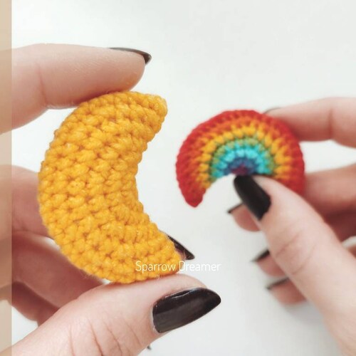 Crochet Pattern Mini Moon and Rainbow Toy Amigurumi PDF in - Etsy