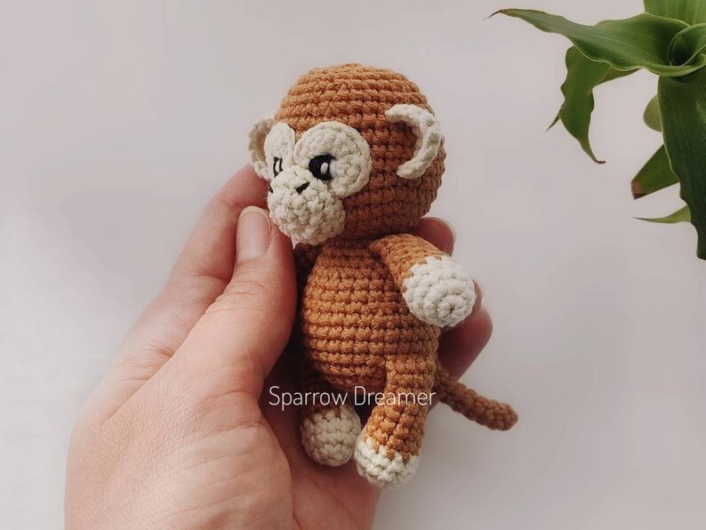 Crocheted Monkey Amigurumi PATTERN, Mini Safari Animal, Chimpanzee ...