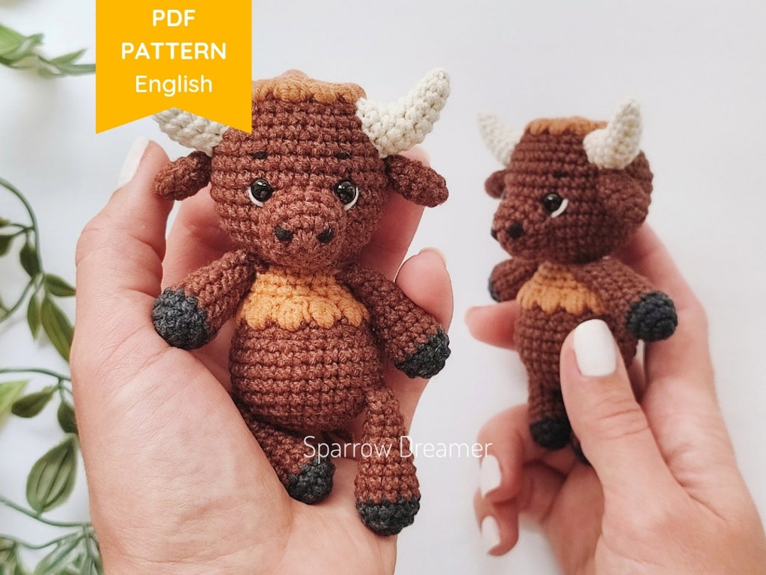 PATTERN: Crochet Bison, Mini Buffalo Amigurumi PDF Tutorial in English ...