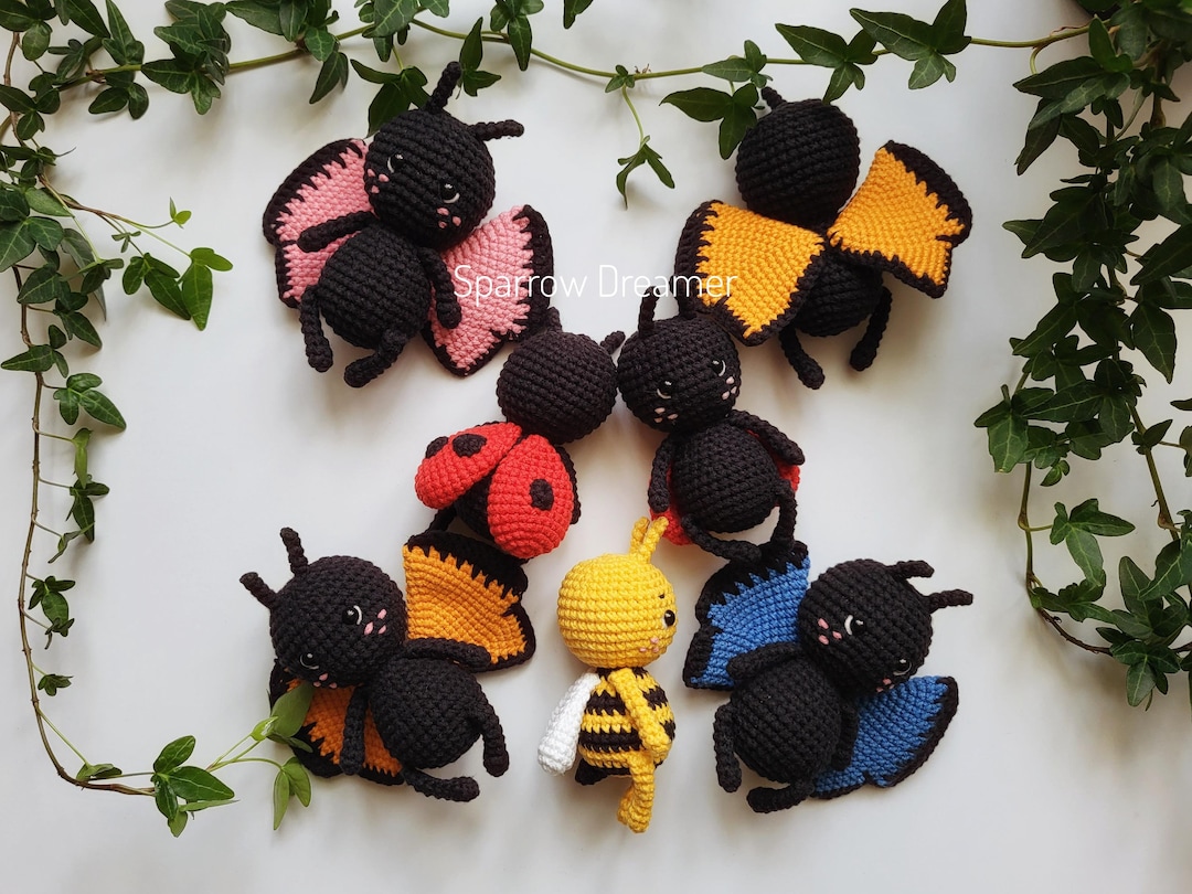 Crochet Insect Plush Toys: Handmade Baby Mobile Decor (wasp, Butterfly ...