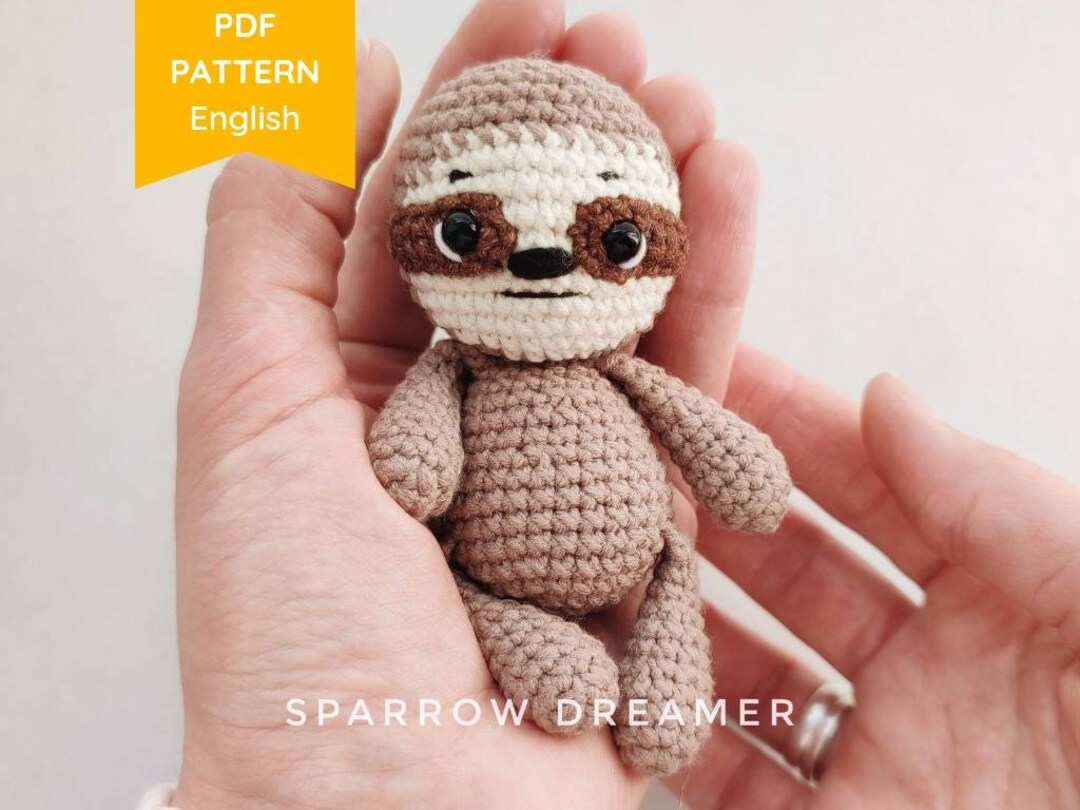 Crochet PATTERN Tiny Sloth Toy Easy Crochet Sloths Pattern Crochet ...