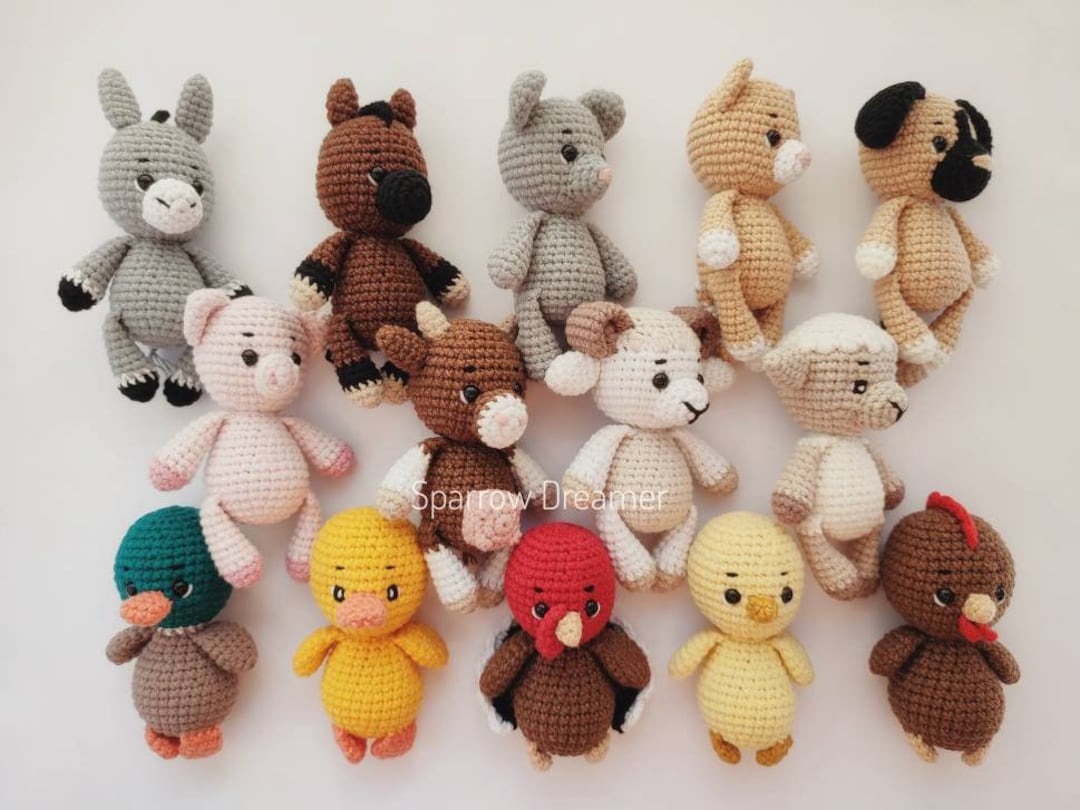 Farm Animals Stuffed TOYS Set Cow Horse Mouse Cat Dog Sheep Pig Stuffed ...