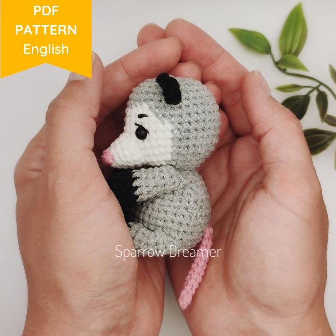Crochet Opossum Amigurumi PATTERN, Mini Forest Animal, Opossum Crochet ...