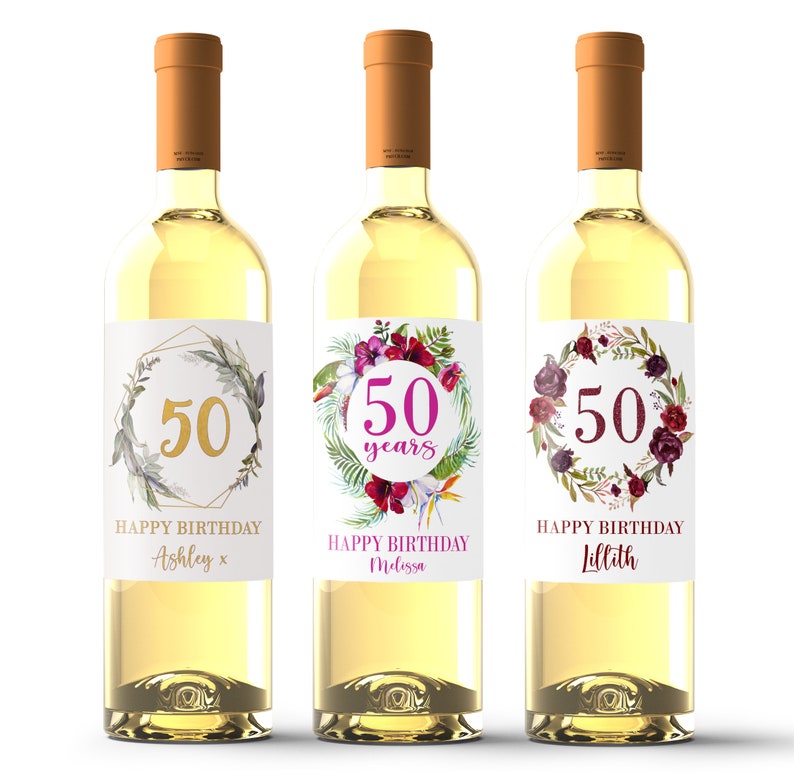 50th Birthday Gift for Women Personalized Wine Label 50th - Etsy