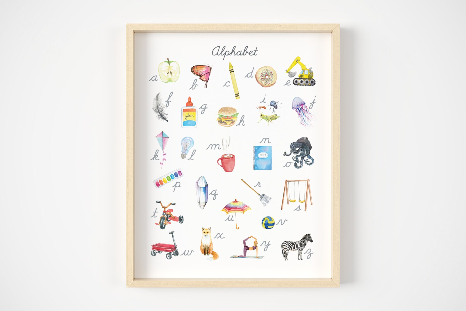 Montessori Alphabet Poster Printable, ABC Phonics Poster Watercolor ...