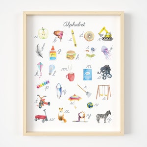 Montessori Alphabet Poster Printable, ABC Phonics Poster Watercolor ...