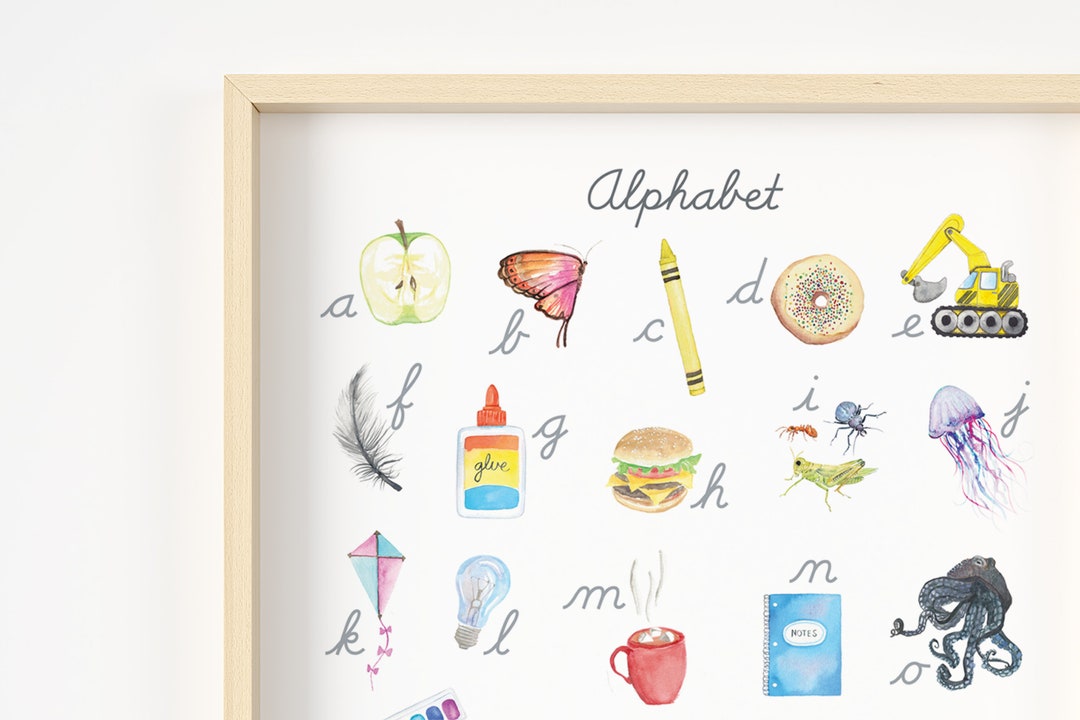 Montessori Alphabet Poster Printable, ABC Phonics Poster Watercolor ...