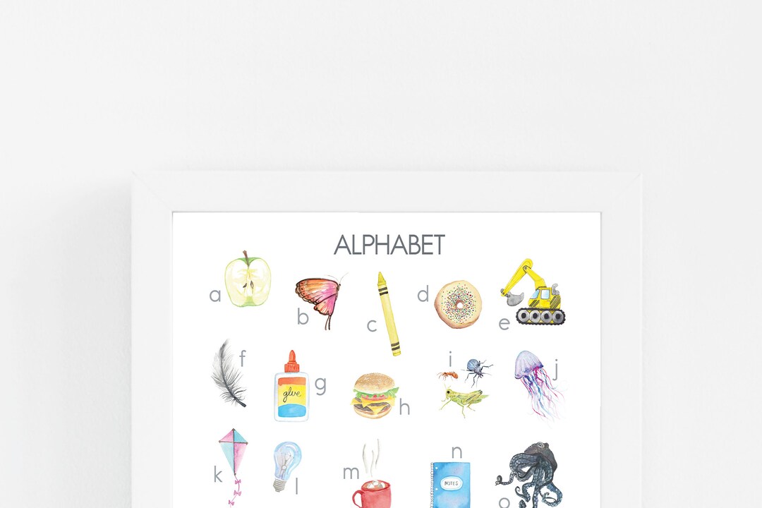 Phonics Poster, ABC Poster, Alphabet Poster Watercolor, Children's Wall ...