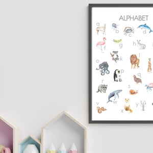 Beginning Sounds Poster - Watercolor Animals Alphabet Poster Printable ...
