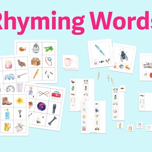 Rhyming Words Activities Montessori Cards PDF for Rhyming | Etsy