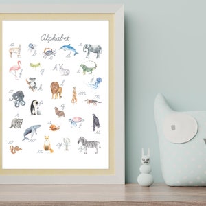 Animal Alphabet Poster Printable Cursive - Montessori Letter Sounds ...