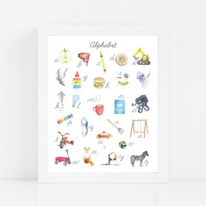Montessori Alphabet Poster Printable, ABC Phonics Poster Watercolor ...