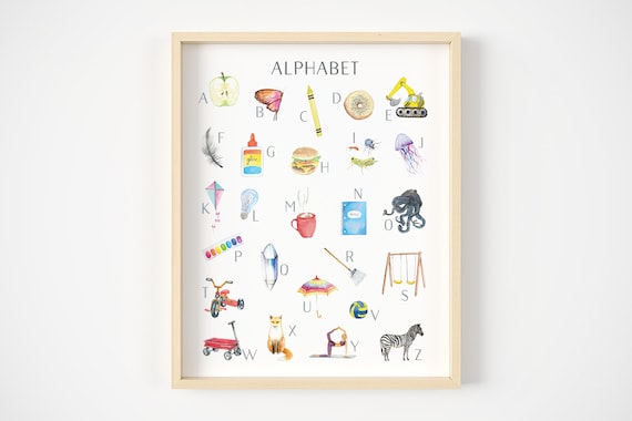 ABC Poster Printable Download Alphabet Poster Watercolor - Etsy