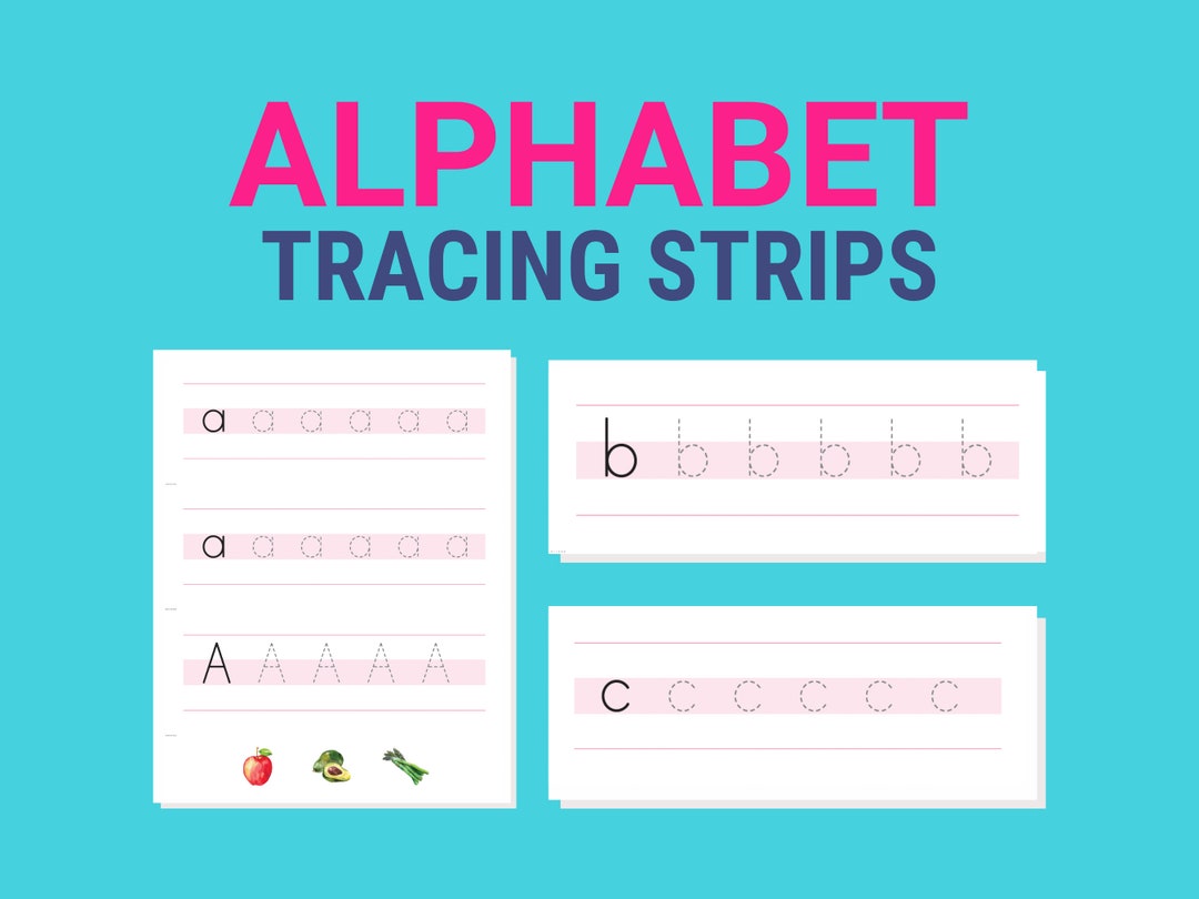 Alphabet Tracing Worksheets Printable Letter Tracing Strips - Etsy