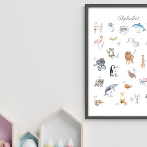 Animal Alphabet Poster Printable Cursive - Montessori Letter Sounds ...