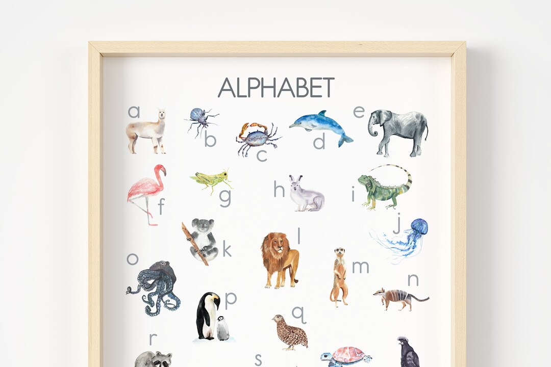 Beginning Sounds Poster - Watercolor Animals Alphabet Poster Printable ...