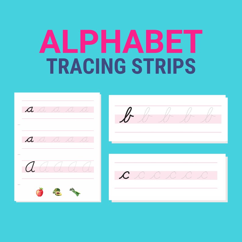 Cursive Alphabet Tracing Strips – Preschool Handwriting Practice (PDF ...