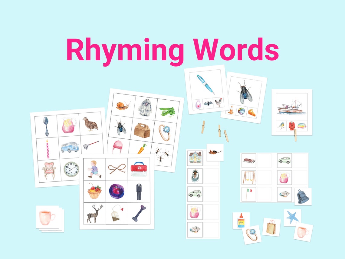 Rhyming Words Activities Montessori Cards PDF for Rhyming | Etsy