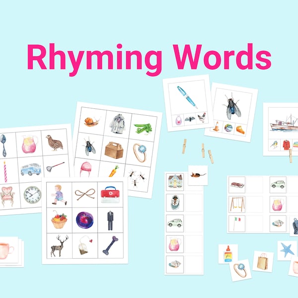 Rhyming Picture Cards - Etsy