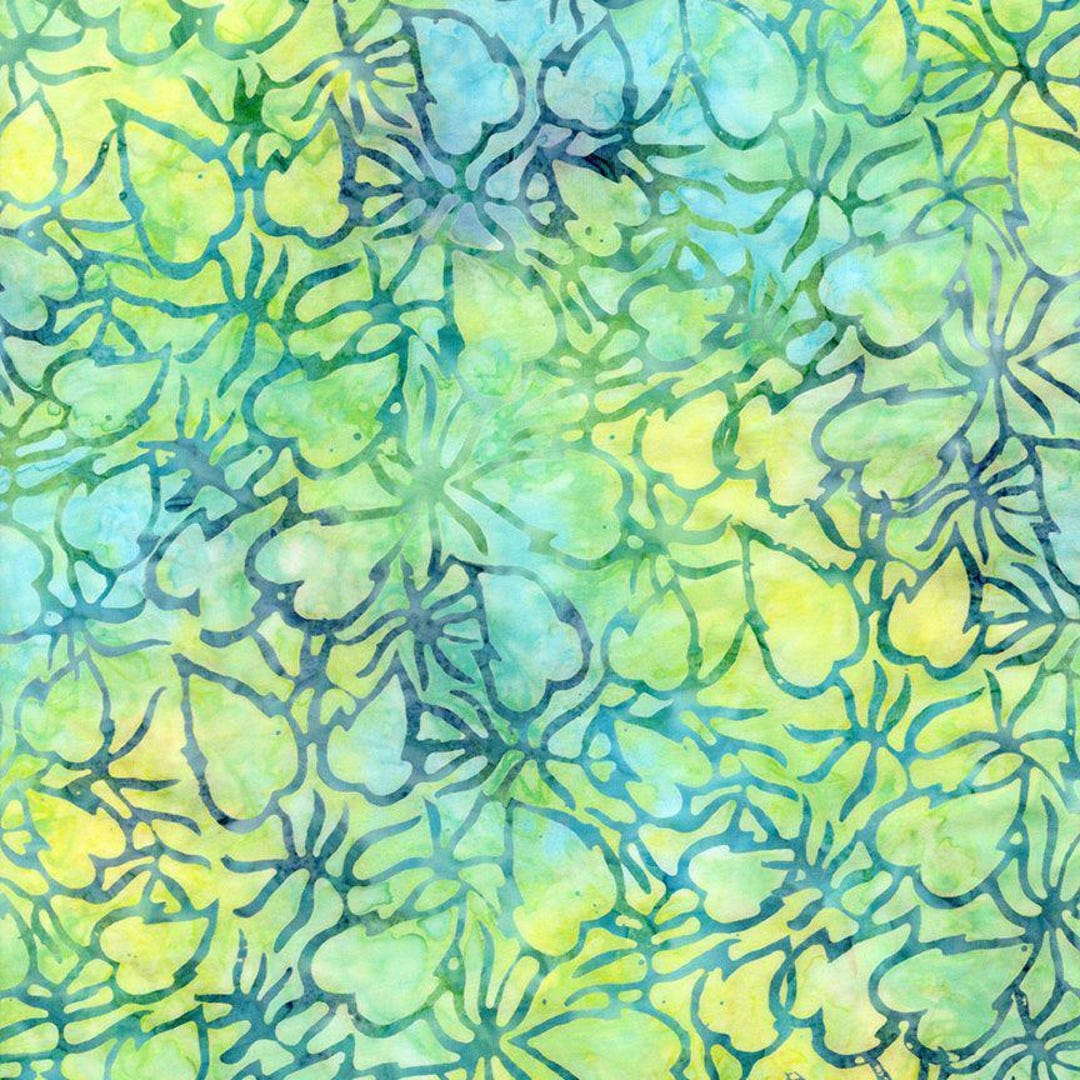 Tonga Splash Batik 2515-scuba Packed Floral Design With Leaves From ...
