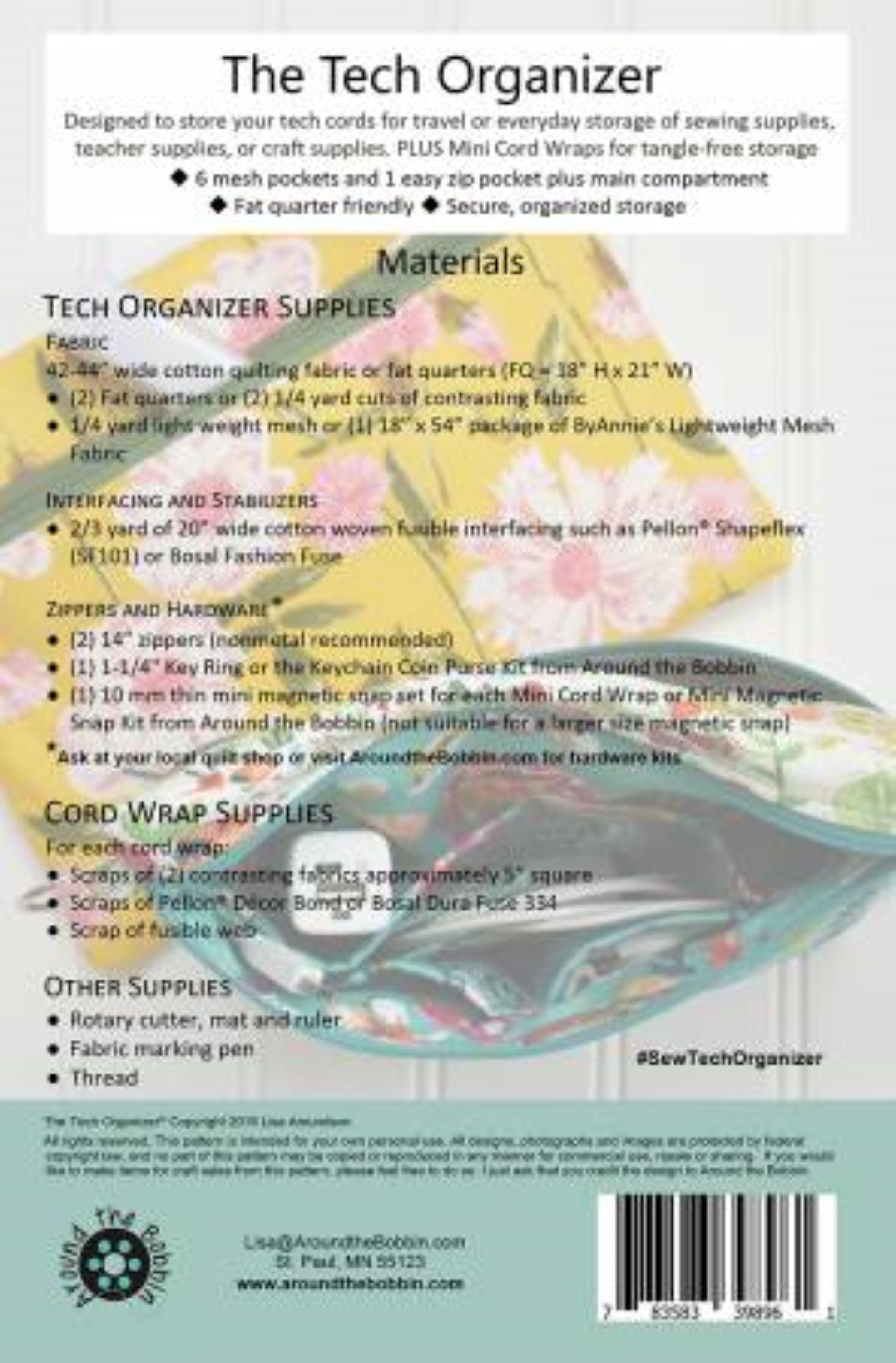 The Tech Organizer Pattern & Mini Cord Wraps by Around the Bobbin - Etsy