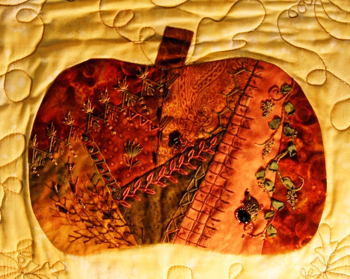 Crazy Quilted Pumpkin Table Runner | Etsy