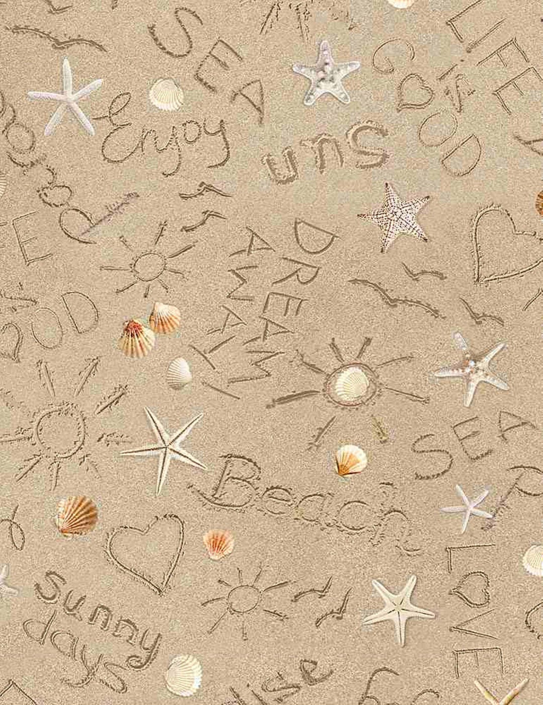 Beach Comber Writing on Sand C1234 by Timeless Treasures - Etsy