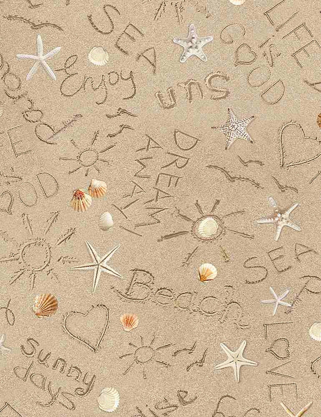 Beach Comber Writing on Sand C1234 by Timeless Treasures - Etsy