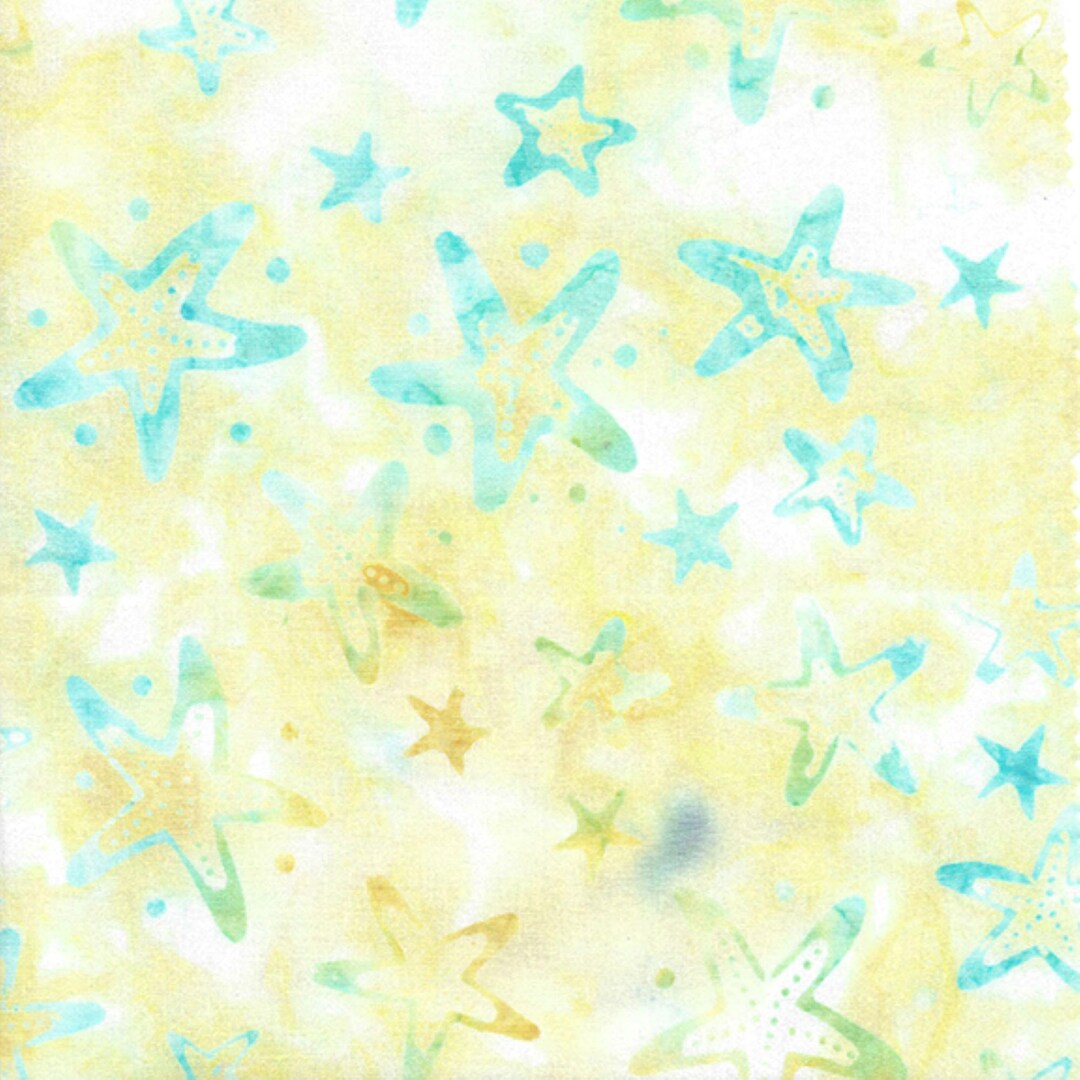 Sea Cookies Starfish on Pale Butter Yellow Batik 32206203 From Island ...