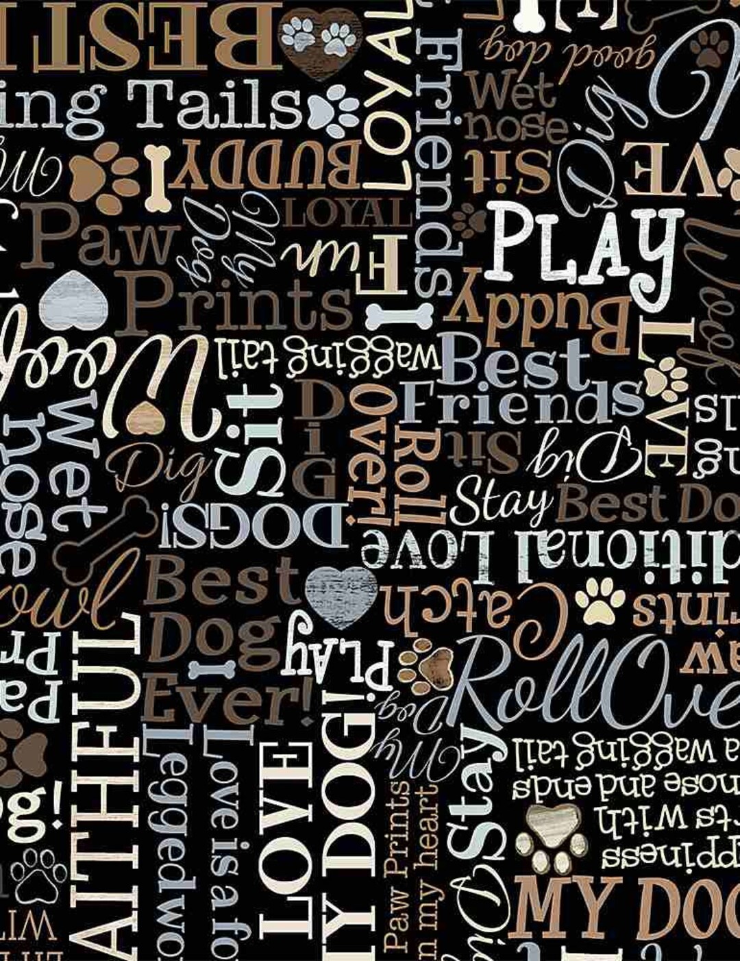 Dogs Rule Words 8854-black From Timeless Treasures Fabrics - Etsy