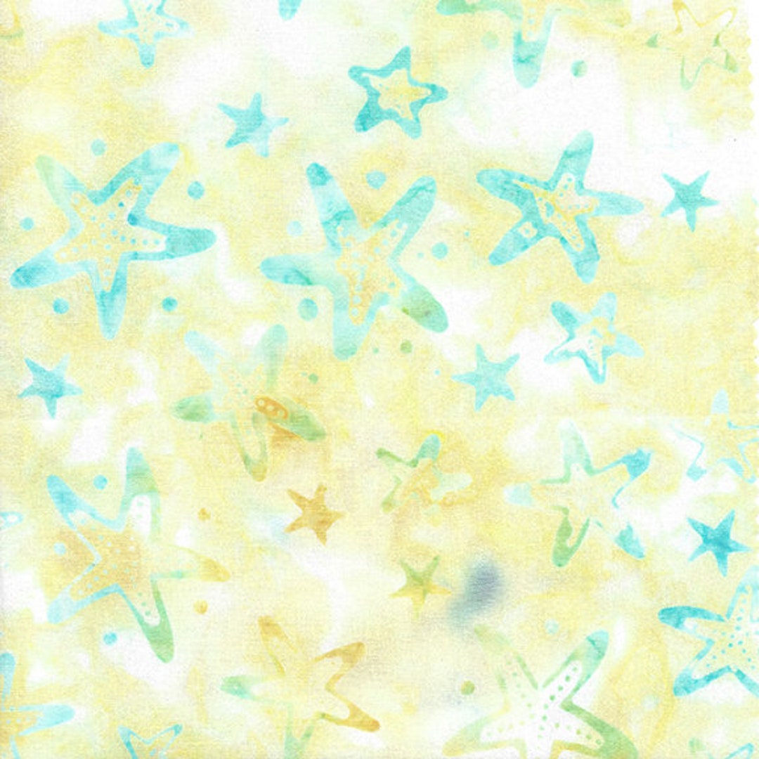 Sea Cookies Starfish on Pale Butter Yellow Batik 32206203 From Island ...