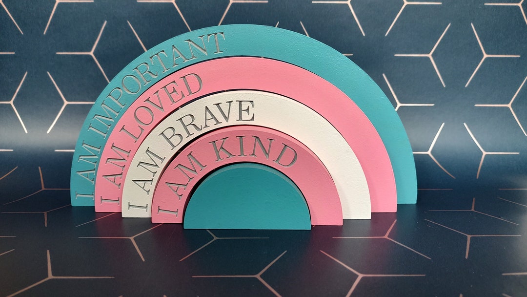 Positive Affirmation Rainbow, Wooden Rainbow, Engraved Affirmations ...