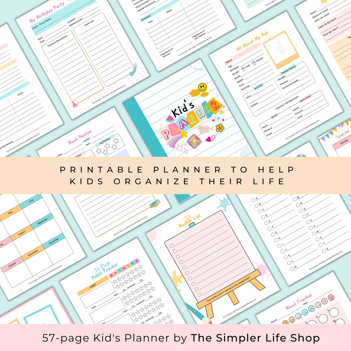 Kids Daily Planner, School Homeschool Planner, Printable Planner Bundle ...