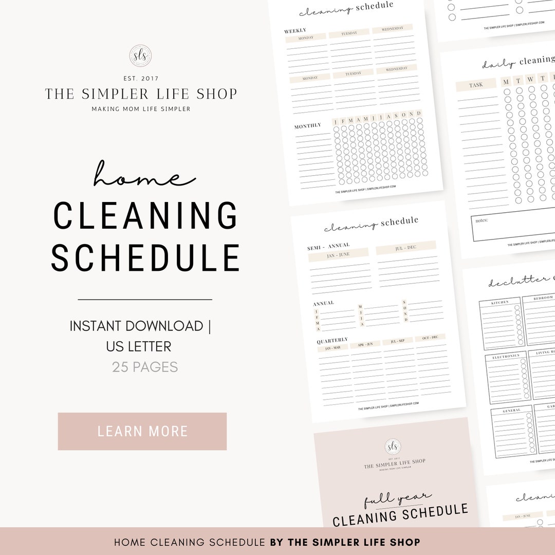 Complete Home Cleaning Schedule, Daily Cleaning Checklist PDF, Cleaning ...