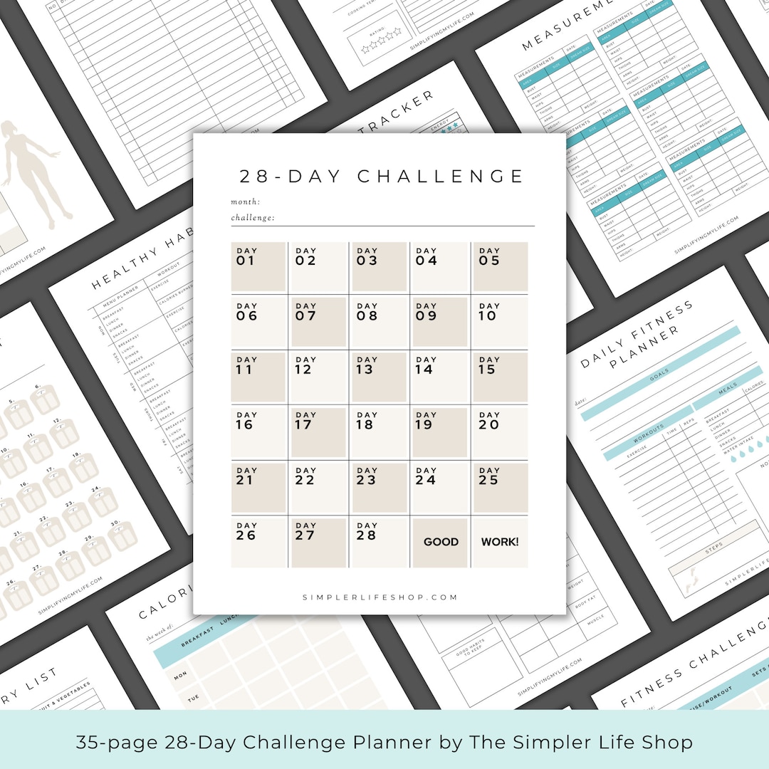 28 Day Fitness Challenge Planner, Weight Loss Planner, Fitness Planner ...