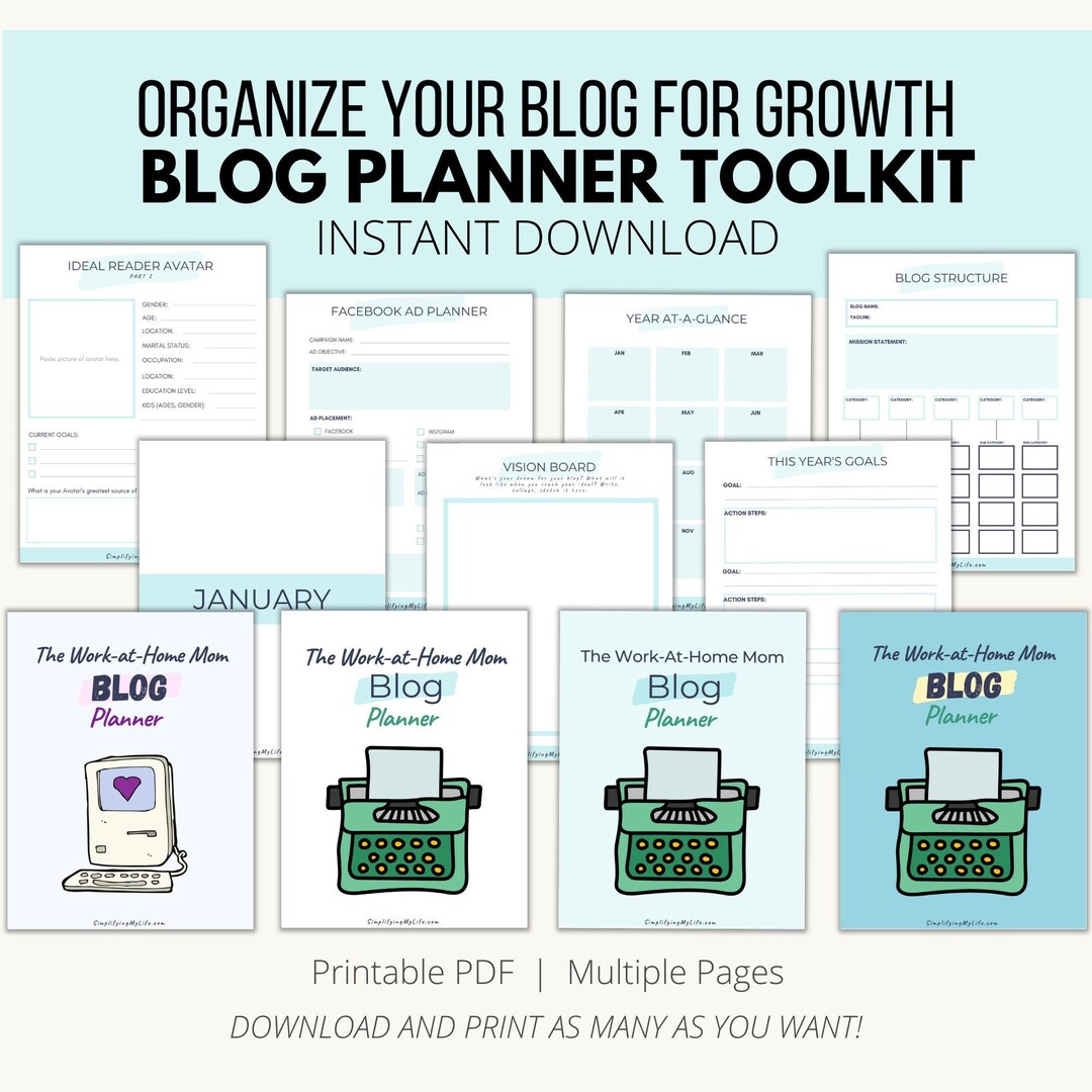 Editable Blog Planner, Blogging Toolkit, Printable Blog Workbook ...