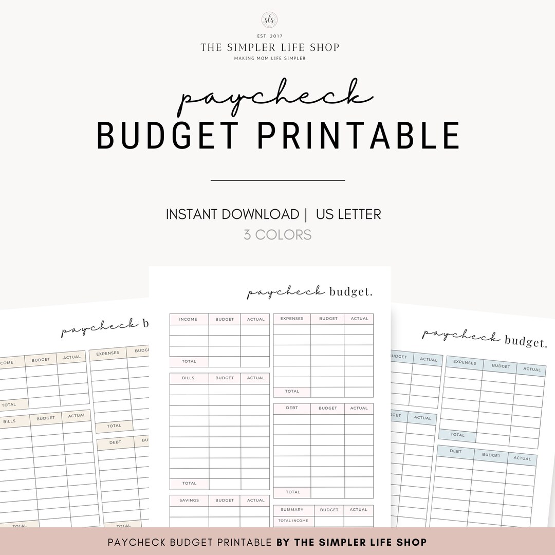 Simple Paycheck Budget Printable, Budget by Paycheck, Budget Template ...
