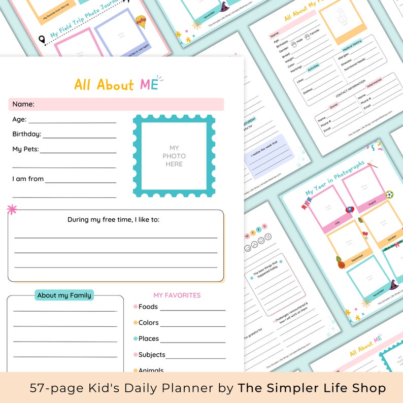 Kids Daily Planner, School Homeschool Planner, Printable Planner Bundle ...