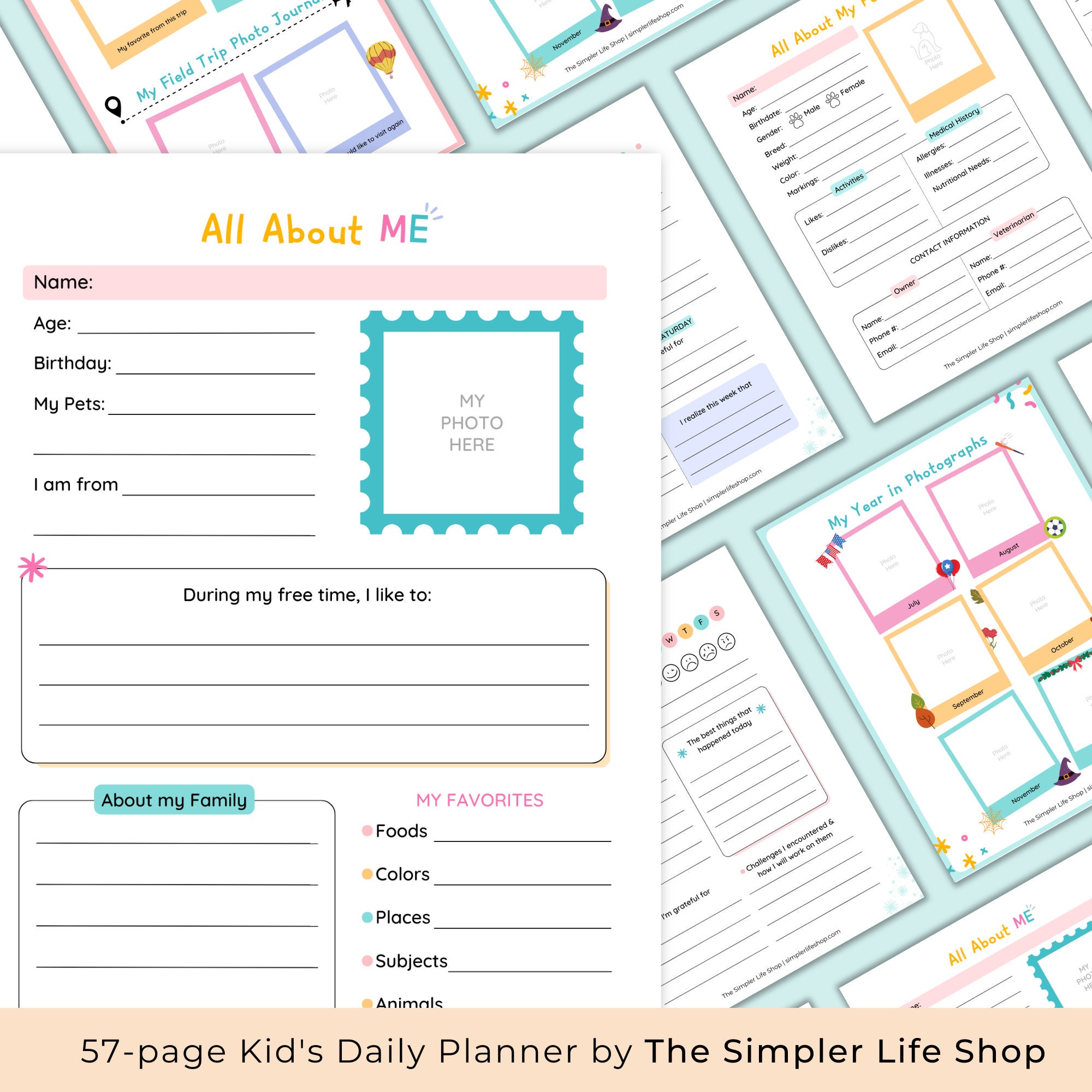 Kids Daily Planner, School Homeschool Planner, Printable Planner Bundle ...