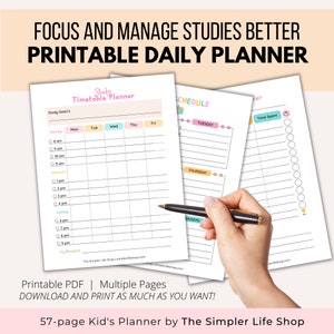 Kids Daily Planner, School Homeschool Planner, Printable Planner Bundle ...