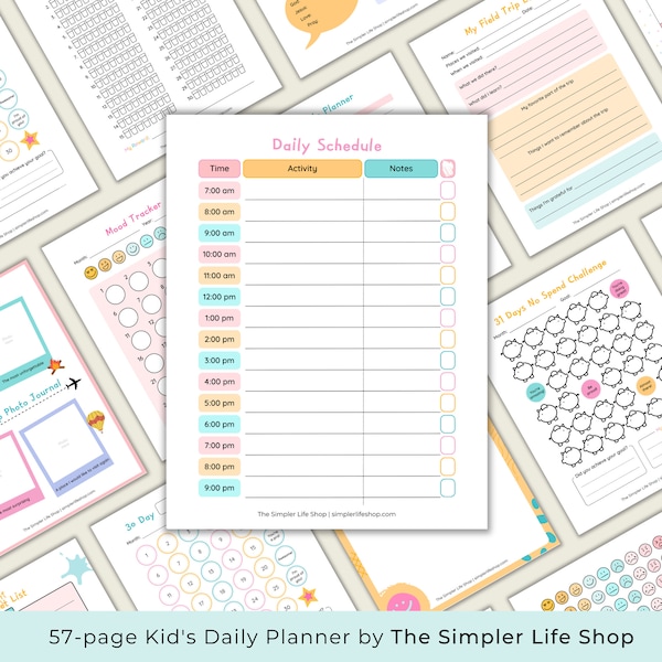 Kids Daily Planner, School Homeschool Planner, Printable Planner Bundle ...