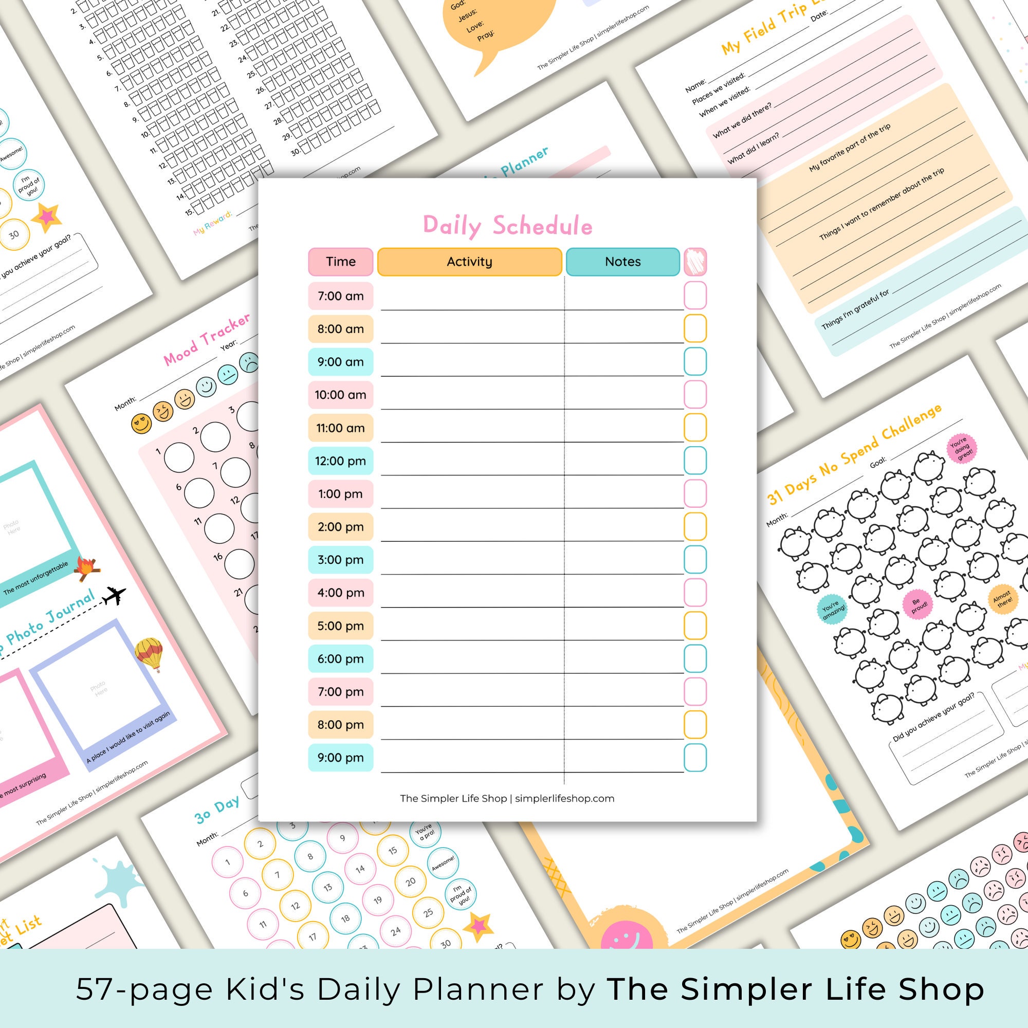 Kids Daily Planner, School Homeschool Planner, Printable Planner Bundle ...