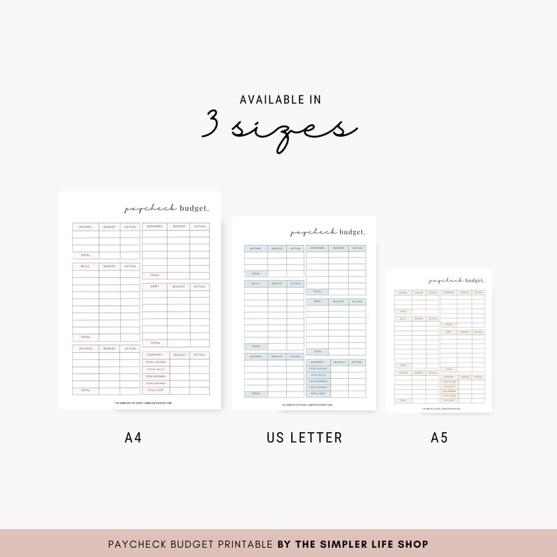 Simple Paycheck Budget Printable, Budget by Paycheck, Budget Template ...