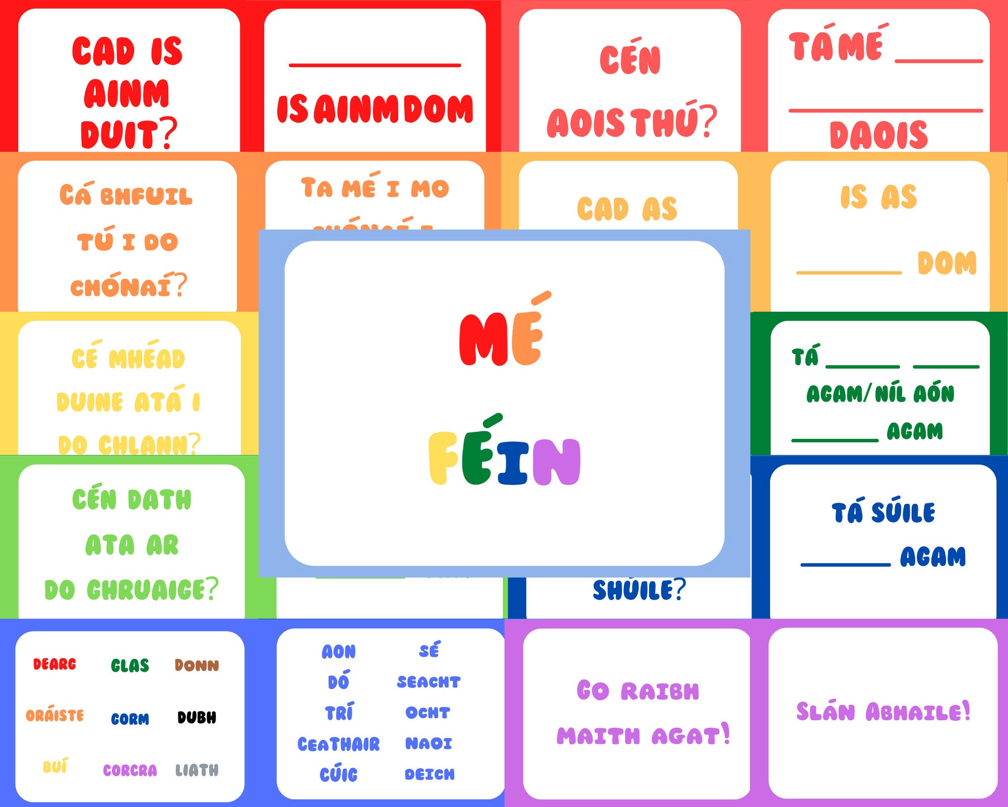 Classroom Posters as Gaeilge: Mé Féin Language Posters Digital Download ...