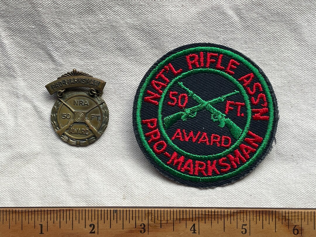 NRA Pro-marksman 3 Patch & Medal 50 Ft Award UNUSED Vintage 70's 80's ...