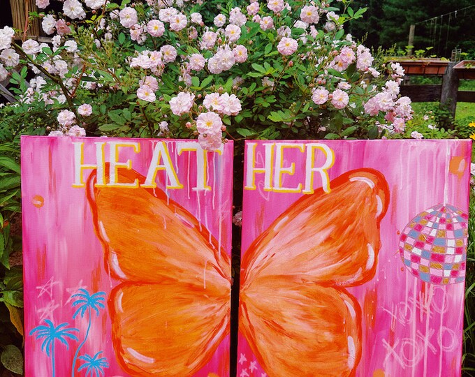 Customized Butterfly Preppy Art Painting, Set of 2 Pieces (both 18x24 ...