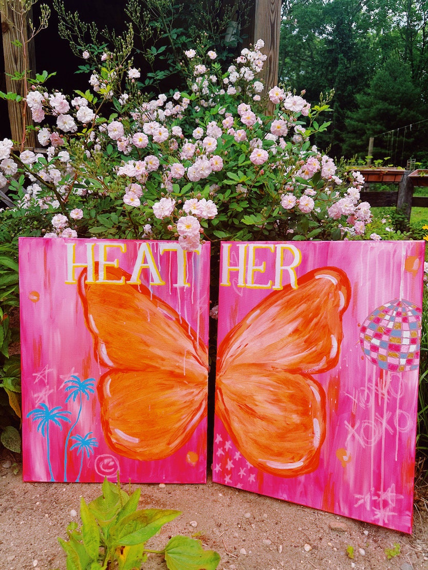 Customized Butterfly Preppy Art Painting, Set of 2 Pieces both 18x24 ...