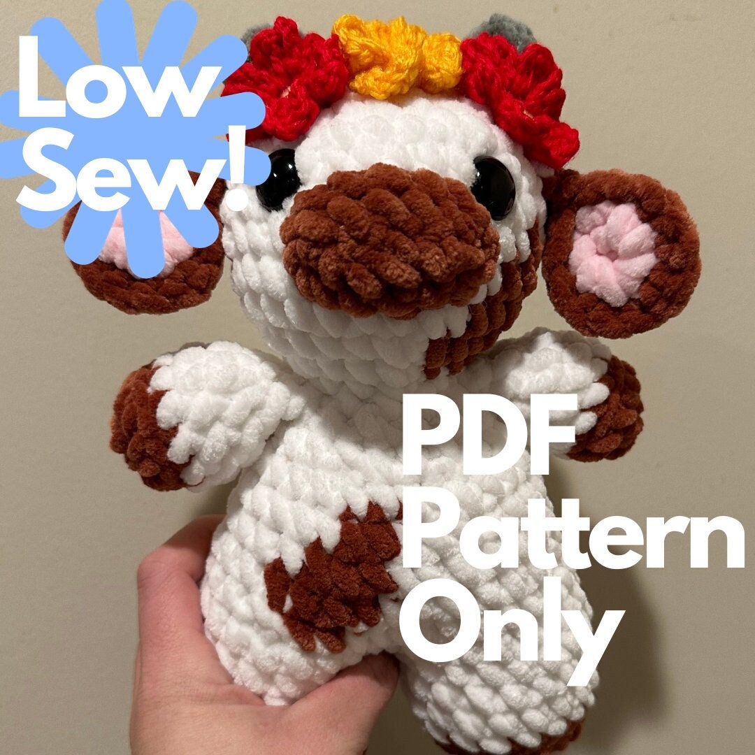 Crochet Mini Cow Pattern Low Sew Amigurumi Beginner Friendly Pattern ...